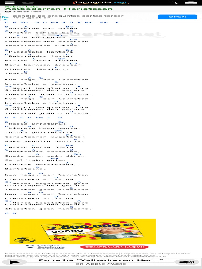 Xalbadorren Heriotzean, Xabier Lete Acordes | PDF