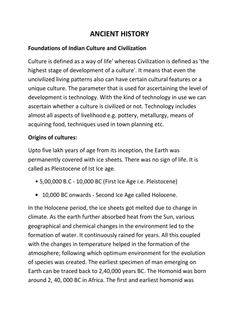 Ancient History Pdf Vedas Paleolithic