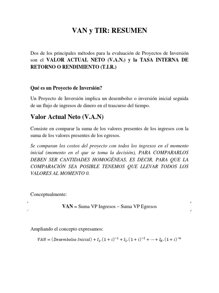 RESUMEN CAPITULO 10 LIBRO (EVALUACIÓN DE PROYECTOS DE INVERSIÓN. VAN Y ...