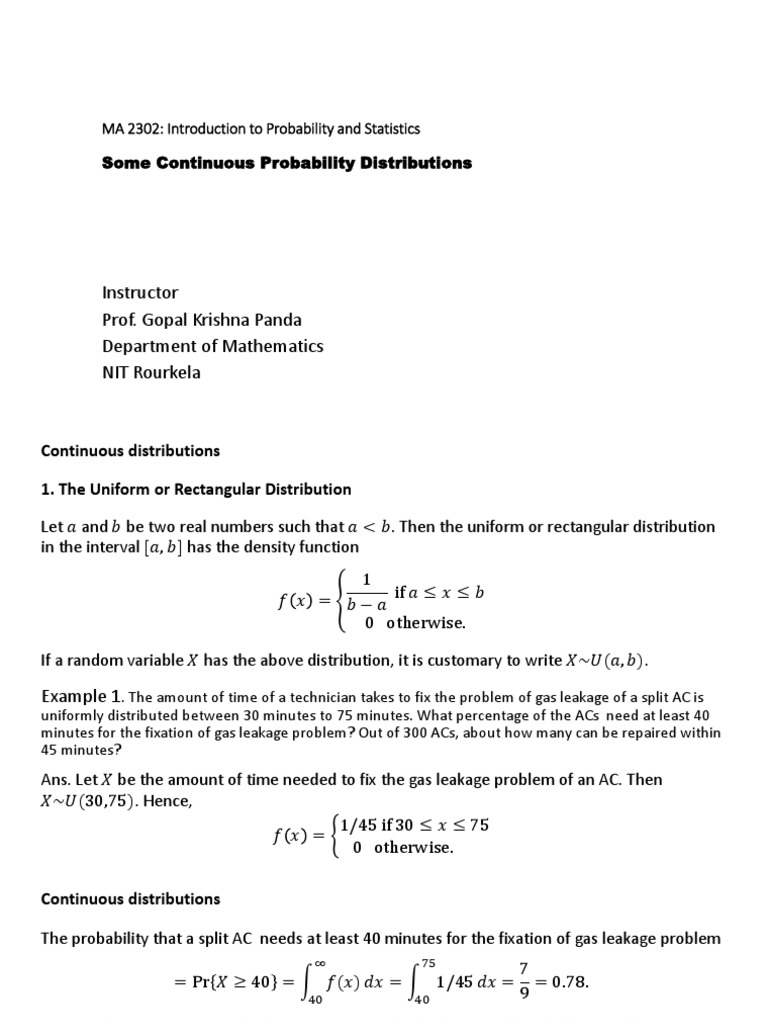 5. Continuous distributions 111 | PDF | Probability Distribution ...