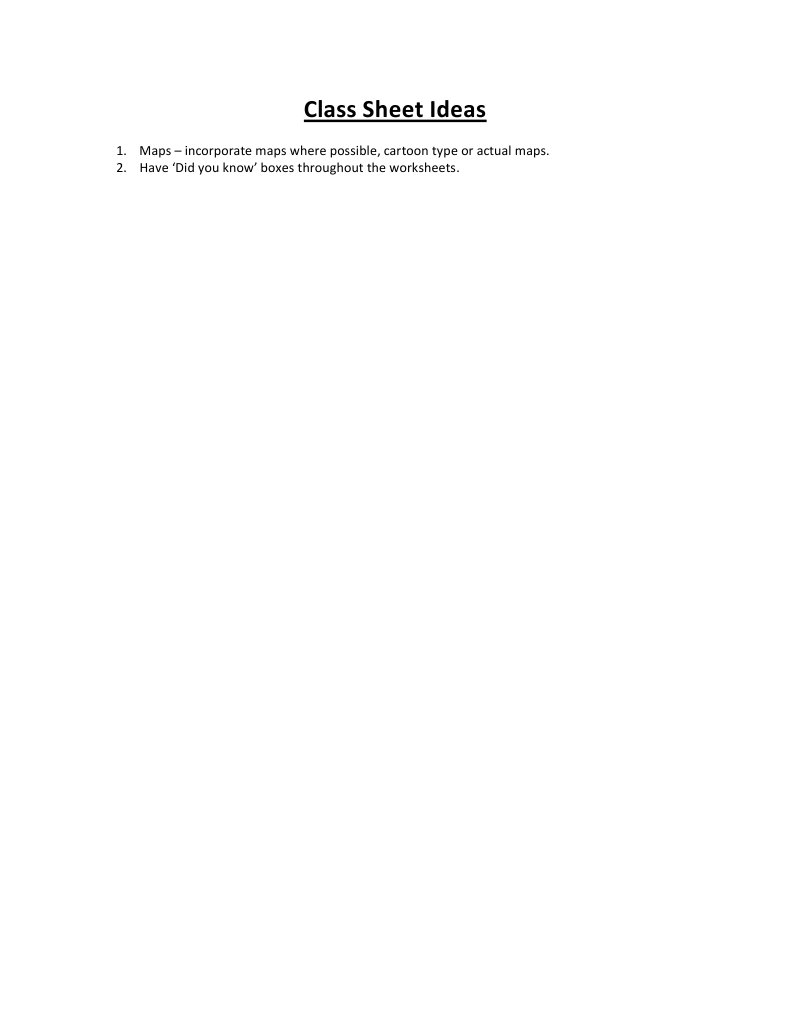 Class Sheet Ideas | PDF