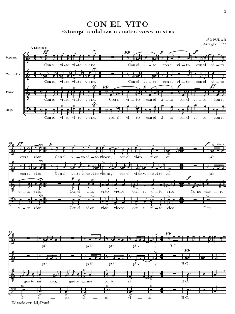Popular-Con - El - Vito SATB | PDF | Música vocal | Musica coral