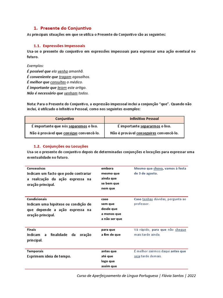 Uso do Presente do Conjuntivo em Português | PDF | Morfologia ...