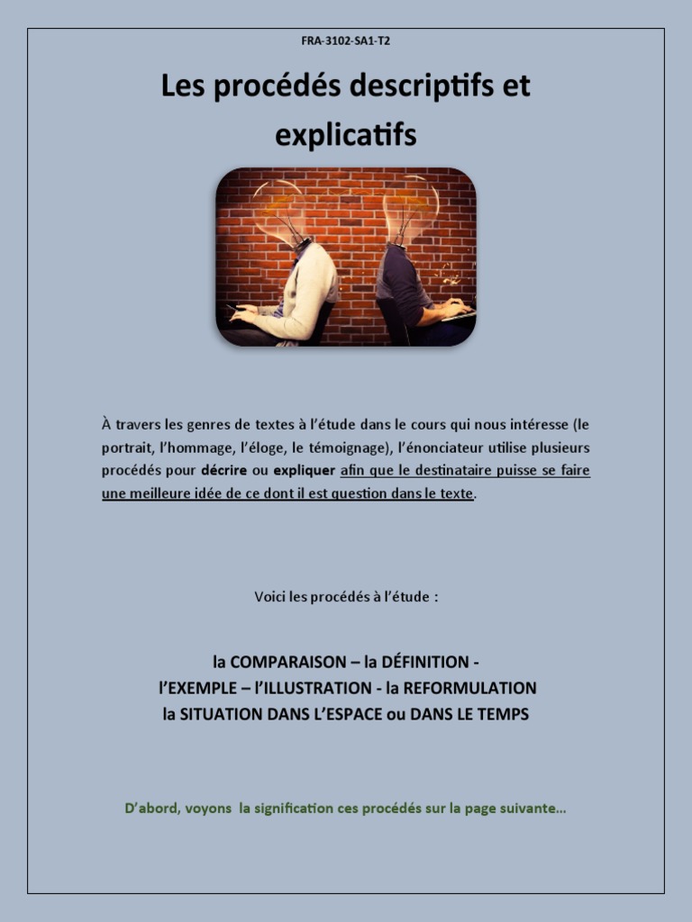 Procédés descriptifs et explicatifs | PDF | Études des langues ...
