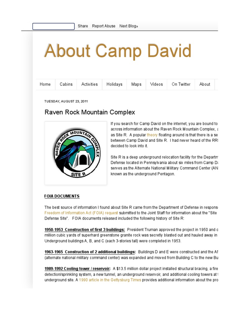 About Camp David Raven Rock Mountain Complex | PDF | United States ...