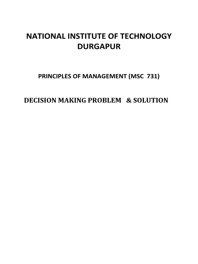 Solution Decision Making Problem | PDF | Economics | Economies