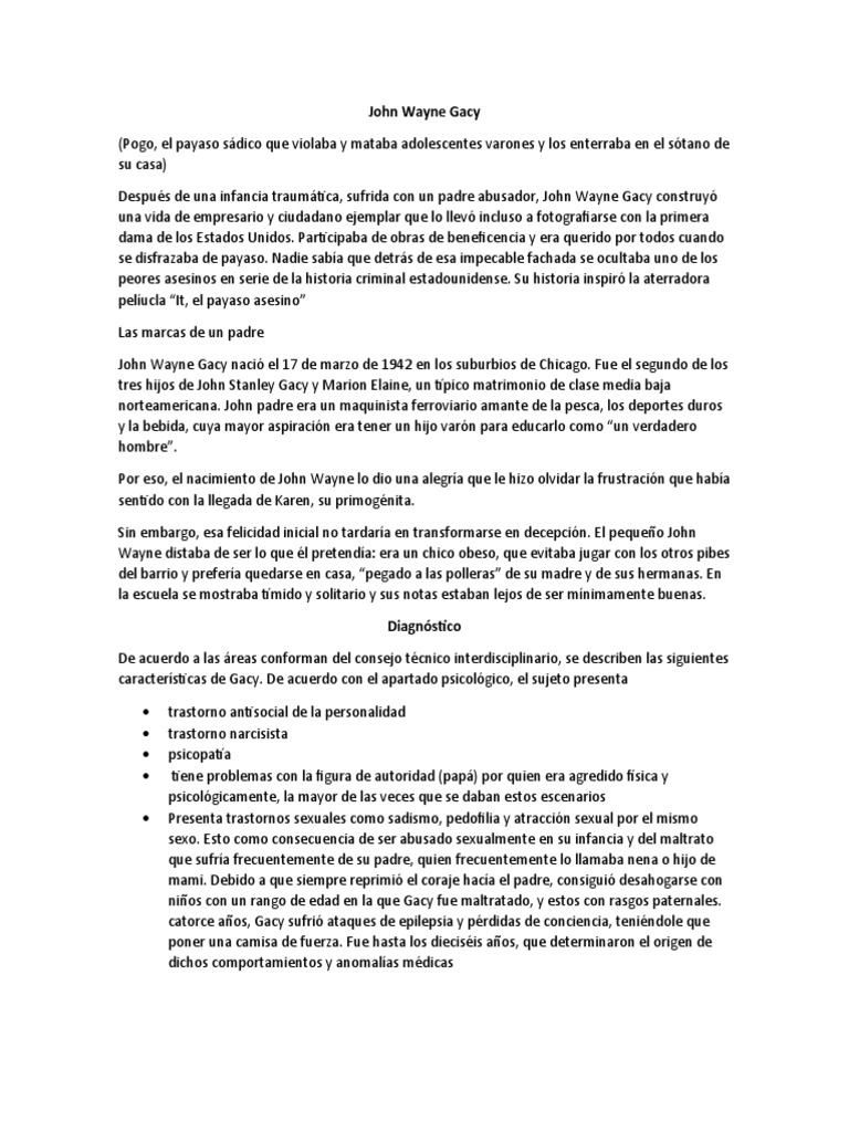 John Wayne Gacy | PDF | Psicopatía | Pedofilia