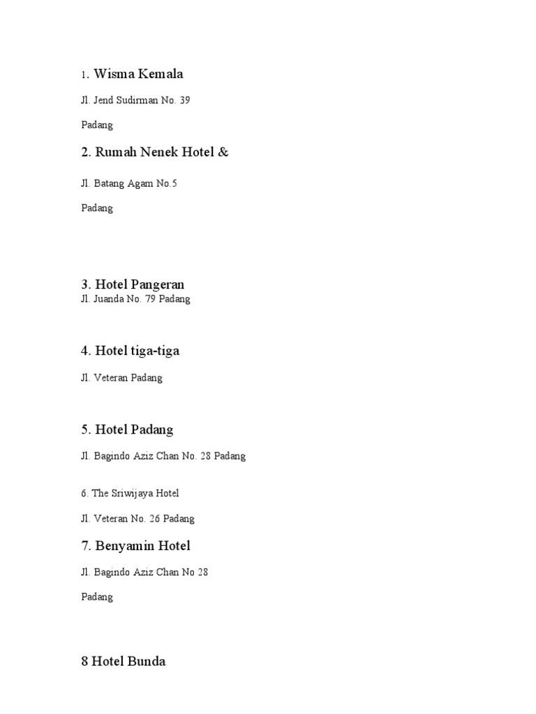 Wisma Kemala Padang Overview | PDF