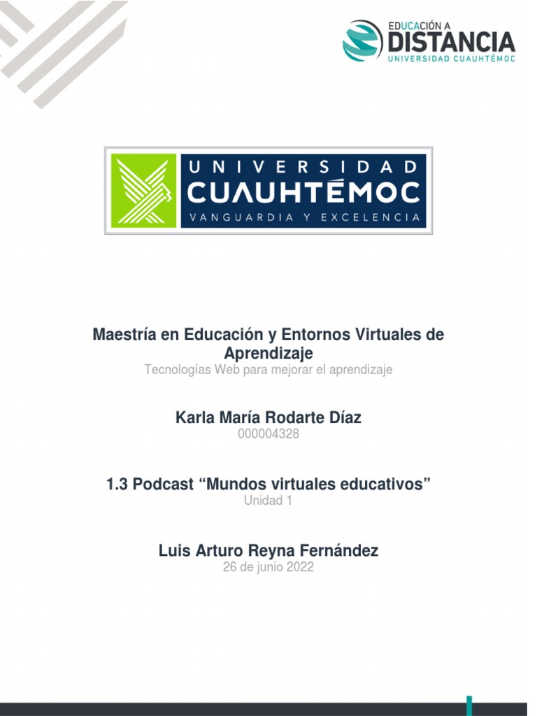 Karla Maria Rodarte Diaz - Tarea 1.3 Link Podcast | PDF | Método de ...