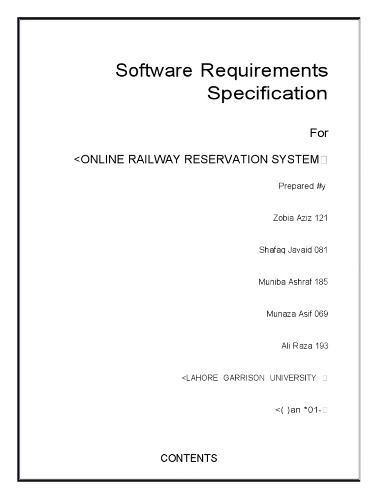 Online Railway Reservation System SRS | PDF | World Wide Web | Internet ...