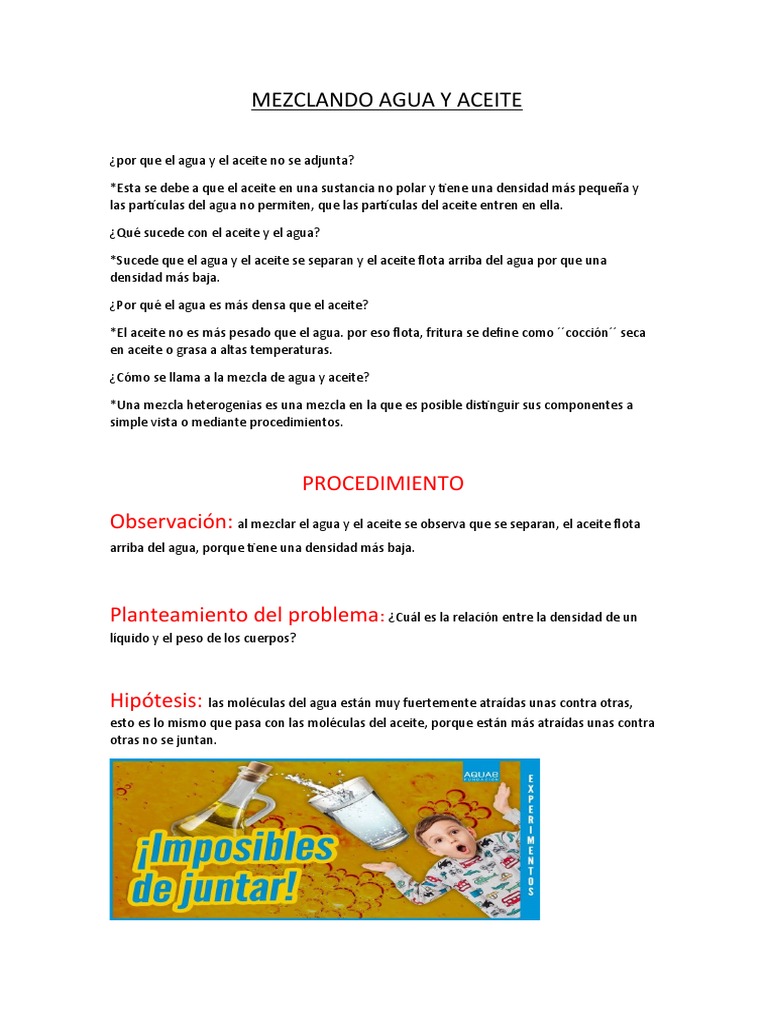 Mezclando Agua y Aceite | PDF Mezclando Agua y Aceite | PDF