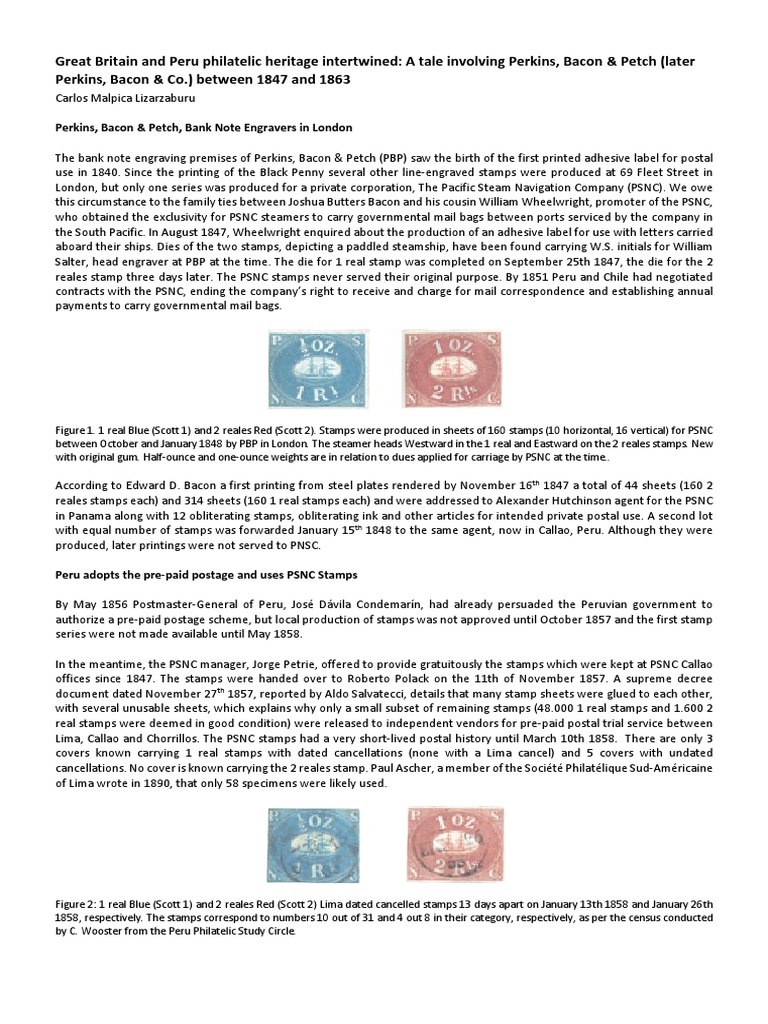 UK and Peru Postal Heritage Intertwined | PDF | Postage Stamp | Philately