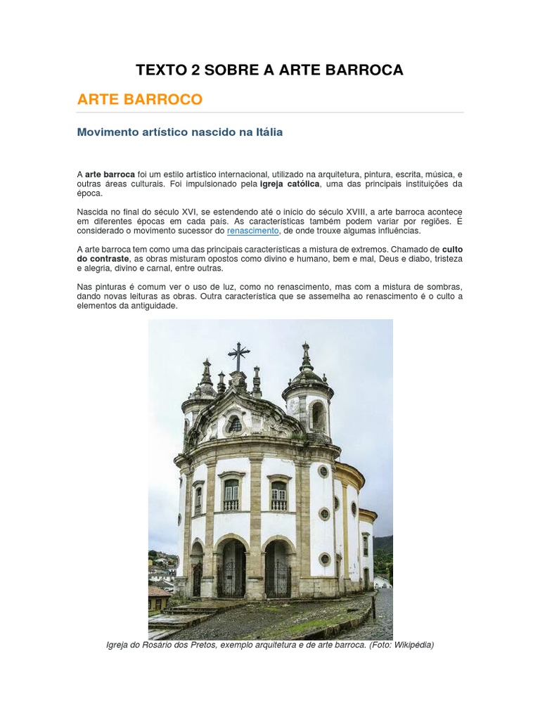 Texto 2 Sobre A Arte Barroca | PDF | Barroco | Renascimento