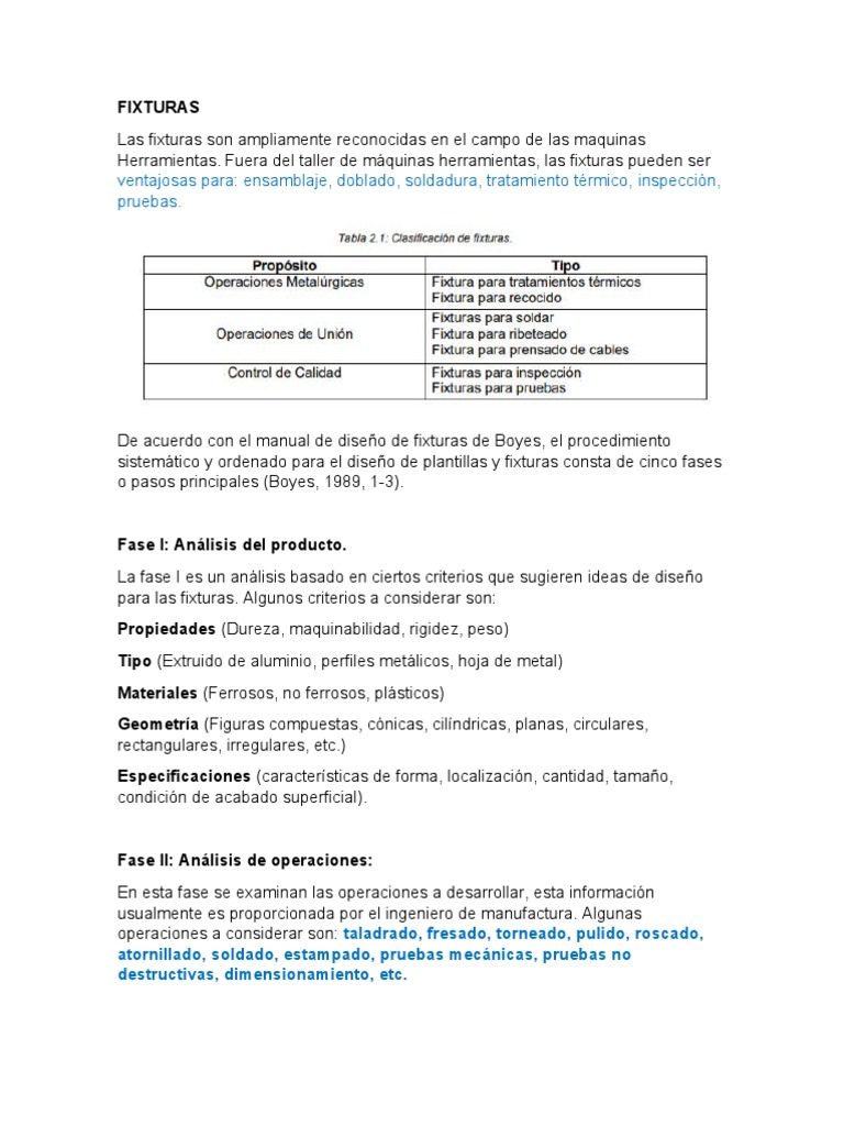 Diseño y Análisis de Fixturas | PDF | Tecnología