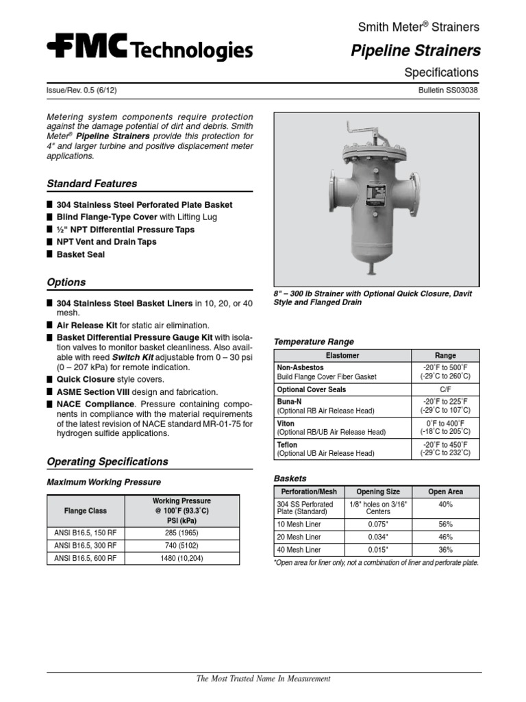 Pipeline Strainer - Specs | PDF | Mechanical Engineering