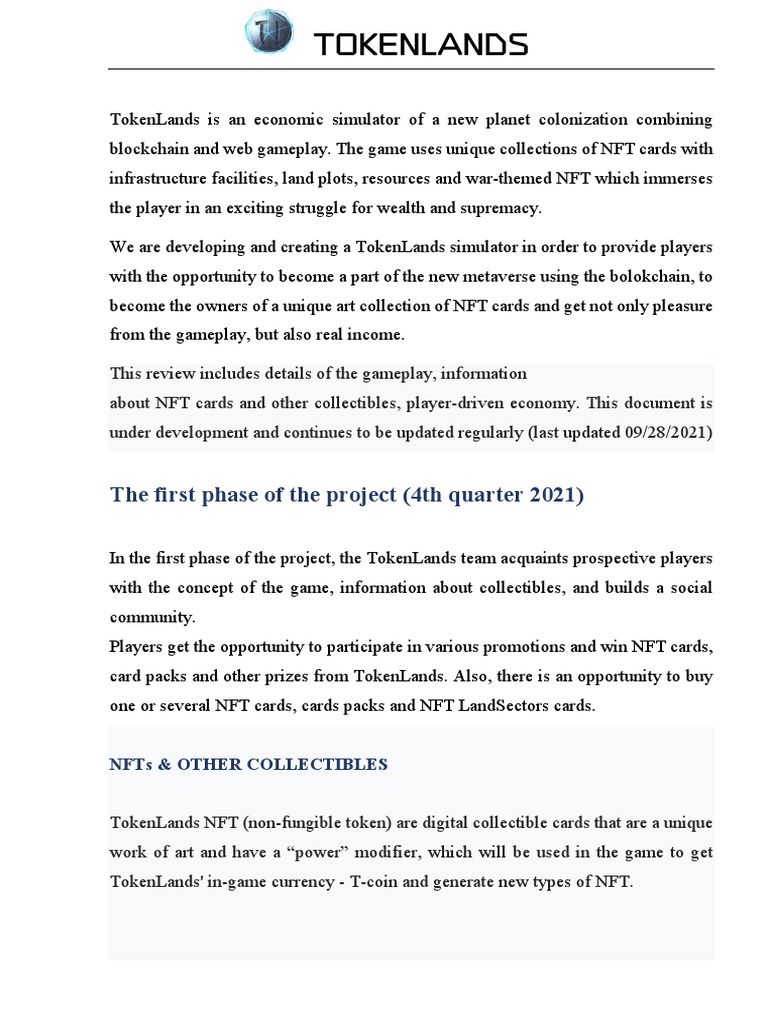 TokenLands WhitePaper | PDF | Currency | Mining