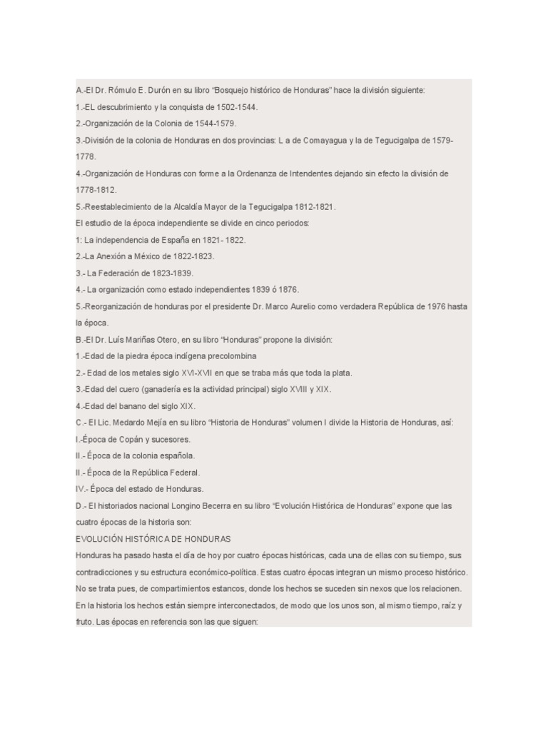 Historia de Honduras | PDF | Honduras