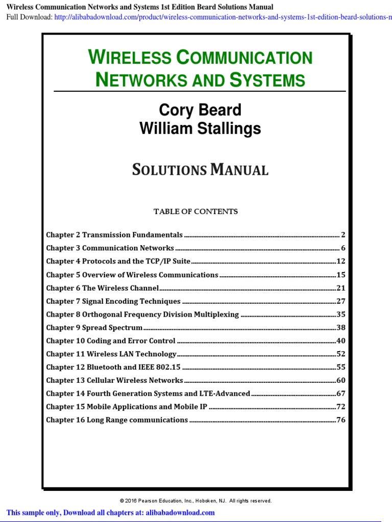 Wireless Communication Networks and Systems 1st Edition Beard Solutions ...