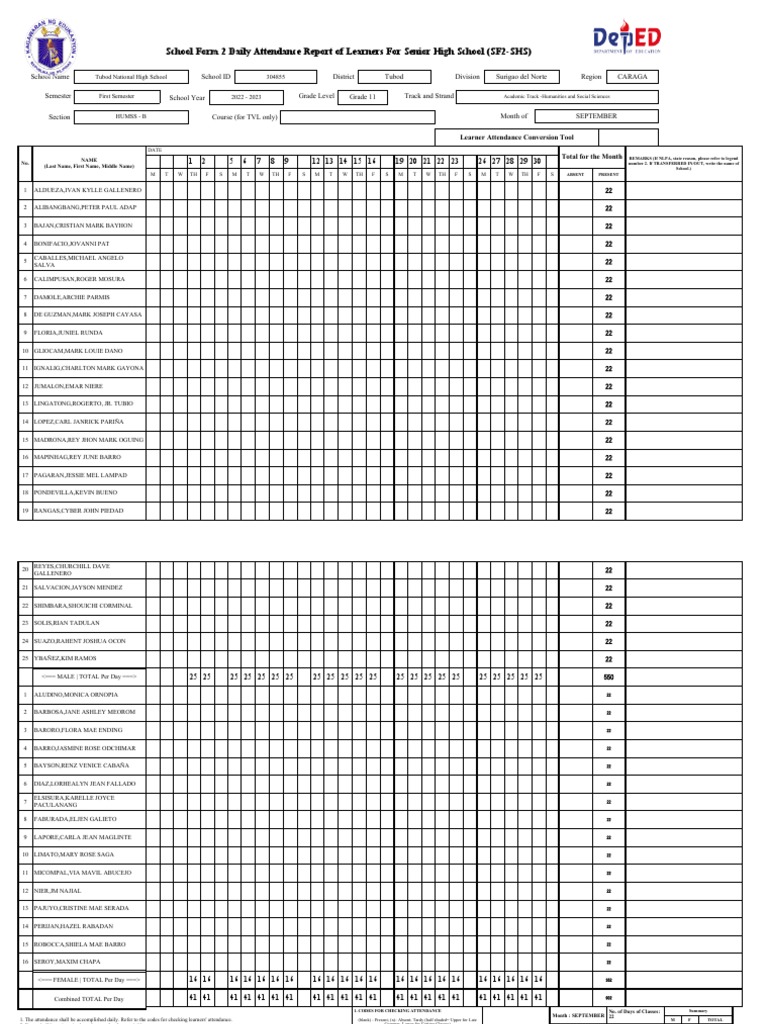School Form 2 - SEPTEMBER | Download Free PDF | Life Skills ...