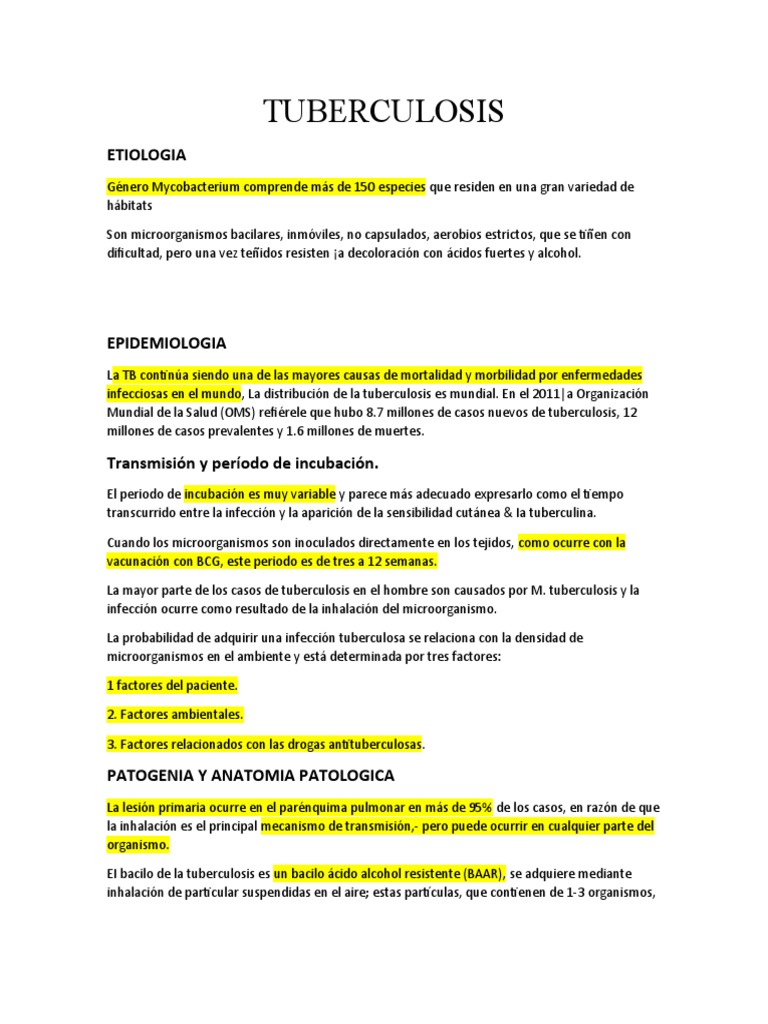 Comprendiendo la tuberculosis: Etiología, epidemiología, patogenia, manifestaciones clínicas ...