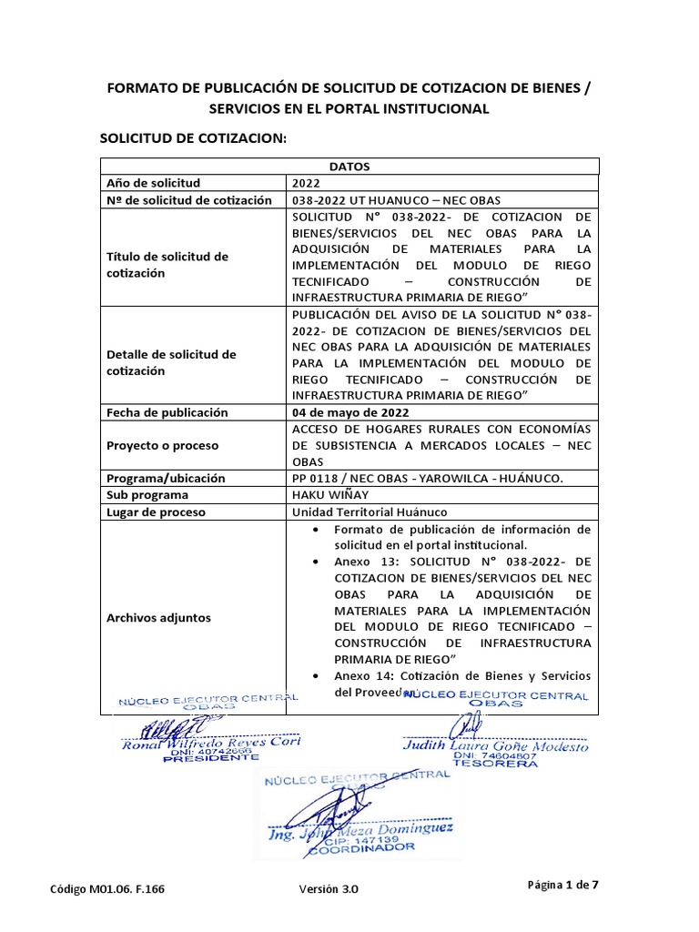 S.C. N 038-2022 - Modulo Riego I-Nec Obas | PDF | Cloruro de polivinilo