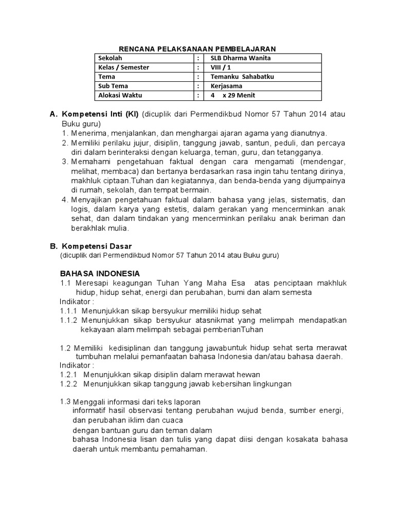 RPP KLS Viii Autis | PDF