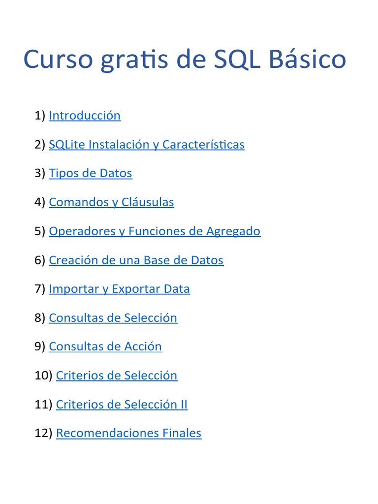 SQL Basico | PDF | SQL | Bases de datos SQL Basico | PDF | SQL | Bases de datos
