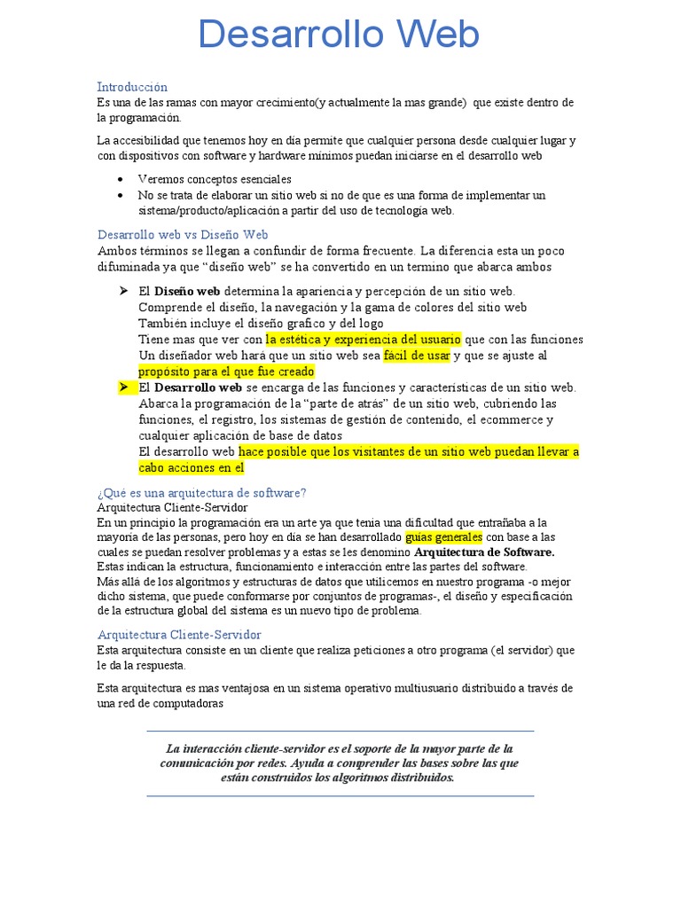 Intro Al Desarrollo Webn | PDF | Modelo cliente-servidor | HTML