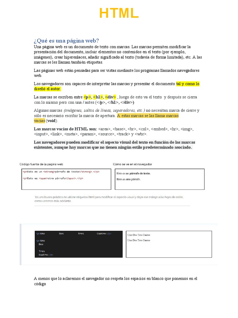 Introducción a las etiquetas HTML y su sintaxis | PDF | HTML | Página web