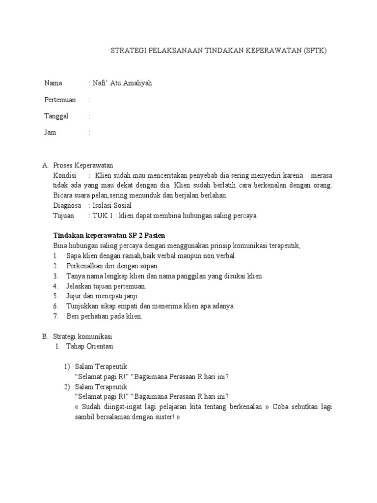 SP 2 Pasien (Strategi Pelaksanaan Tindakan Keperawatan) Fix | PDF