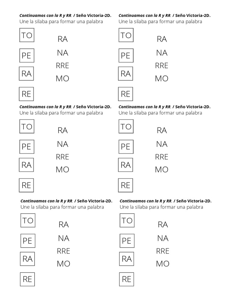 Unir Silabas para Formar Palabras | PDF