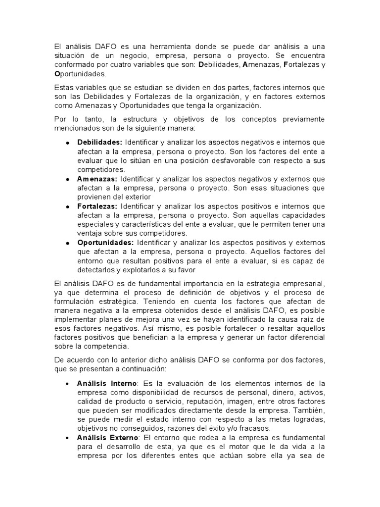 Analisis Dafo | PDF | Análisis FODA | Business