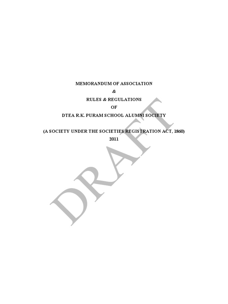 MOA&RR-DTEA RK Puram School Alumni Society | PDF | Board Of Directors ...