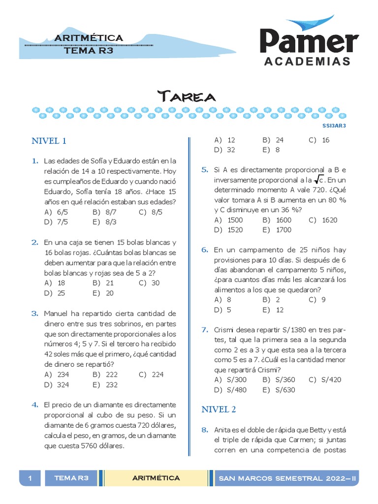 2.aritmetica Sem R3 Tarea | PDF
