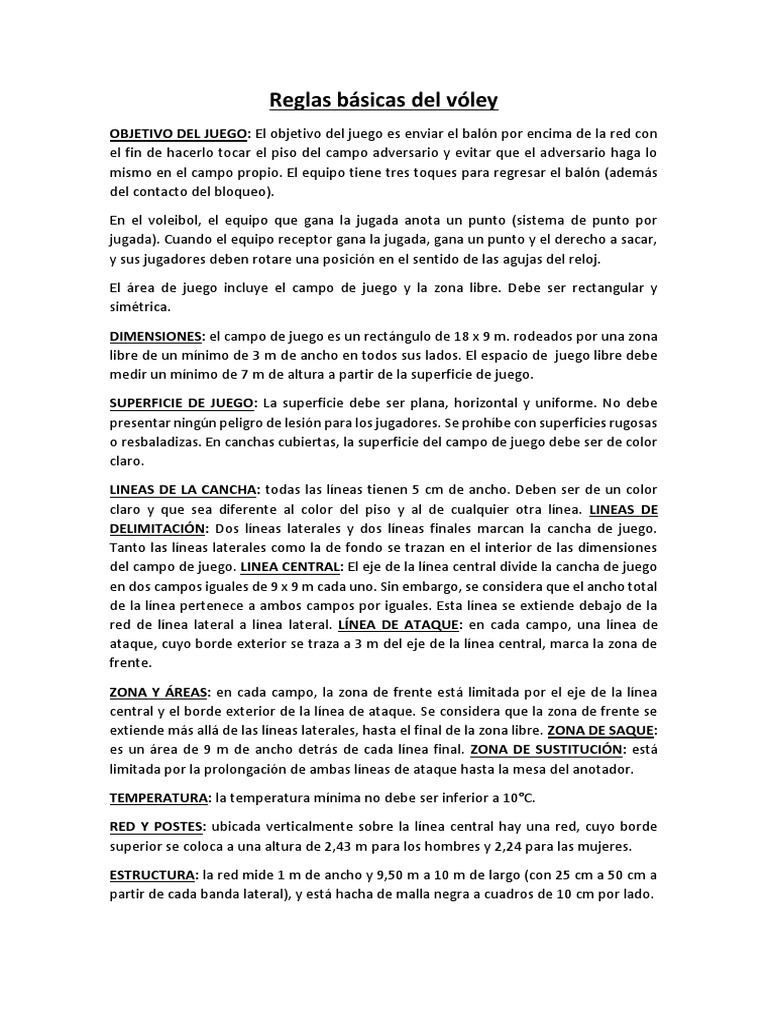 Reglamento de VOLEY | PDF | Vóleibol | Deportes