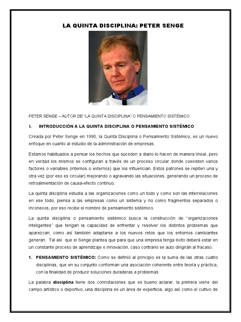 La Quinta Disciplina de Peter Senge | PDF | Aprendizaje | Pensamiento