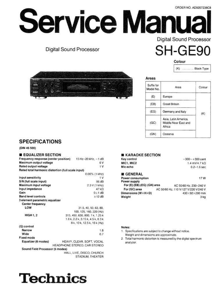 Technics SHGE 90 Service Manual | PDF