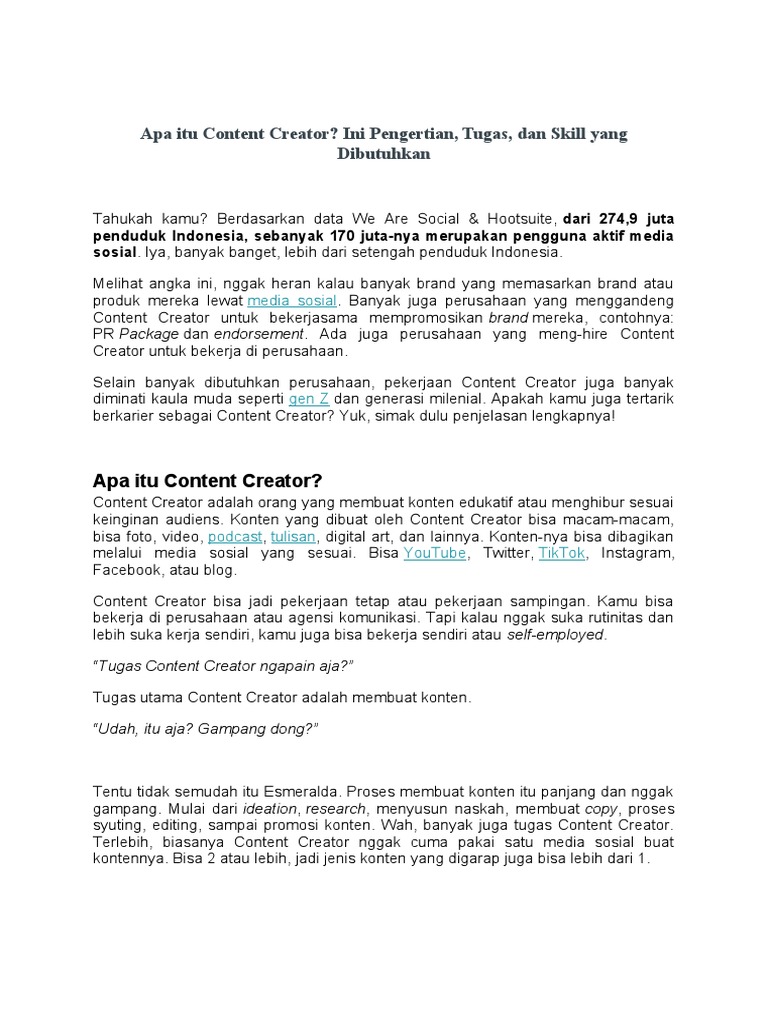 Apa Itu Content Creator | PDF