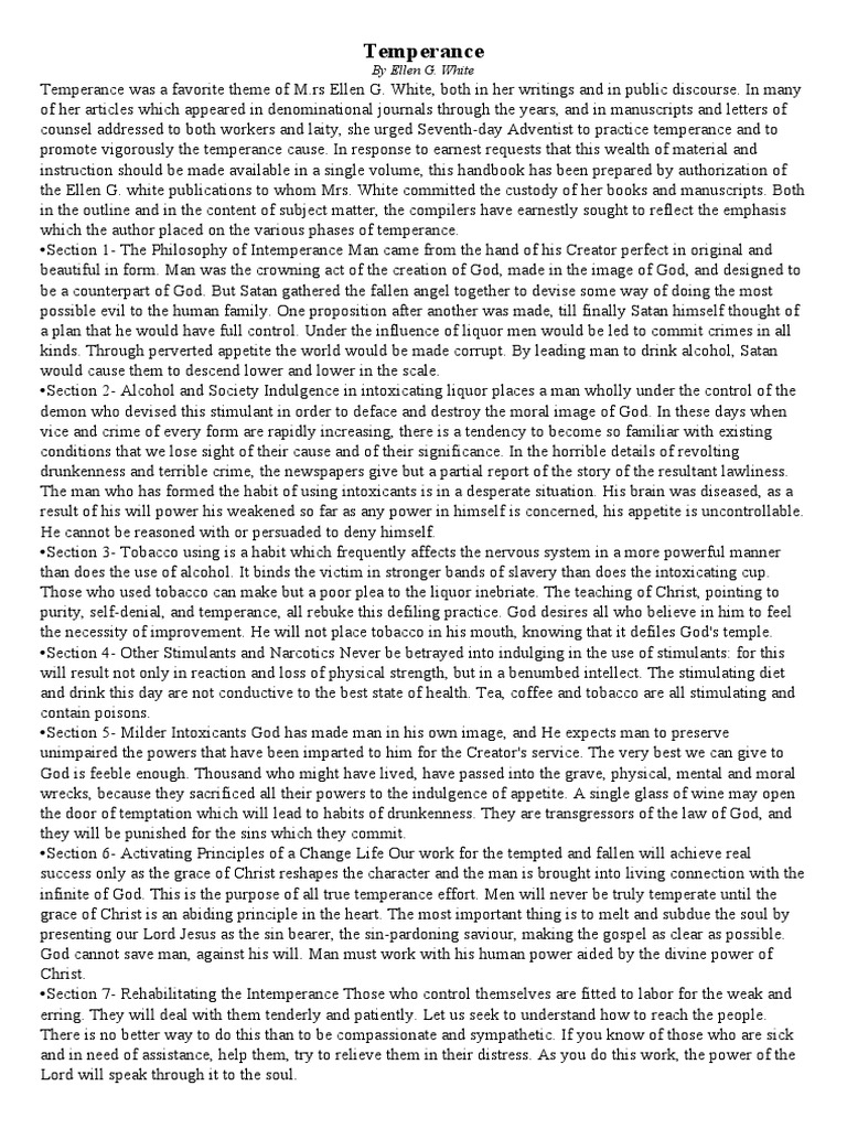 Health and Fitness (Temperance) | PDF | Alcohol Intoxication | God