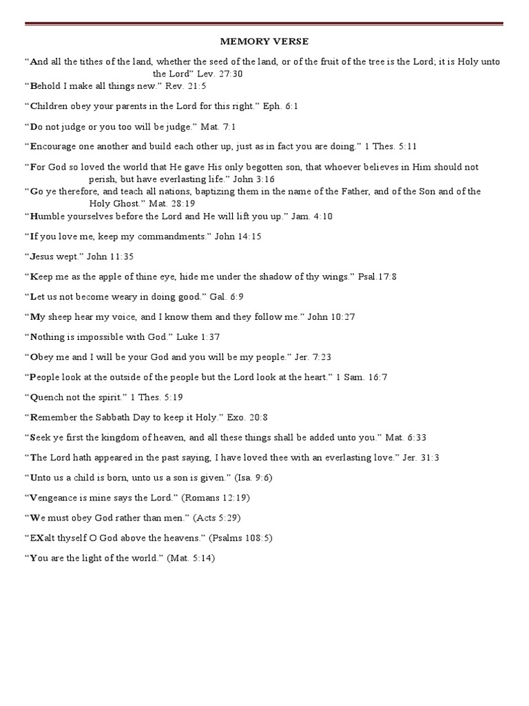 Memory Verse | PDF