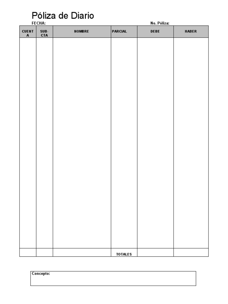 Formato de Poliza Diario | PDF