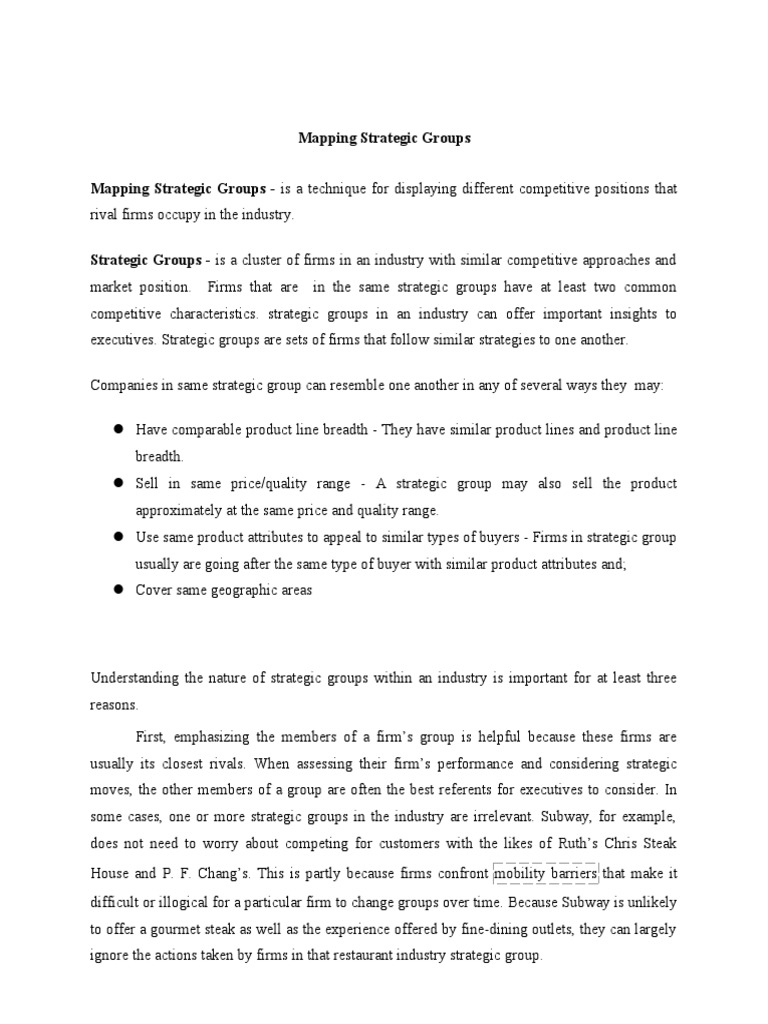 Mapping Strategic Groups | PDF | Menu | Microeconomics