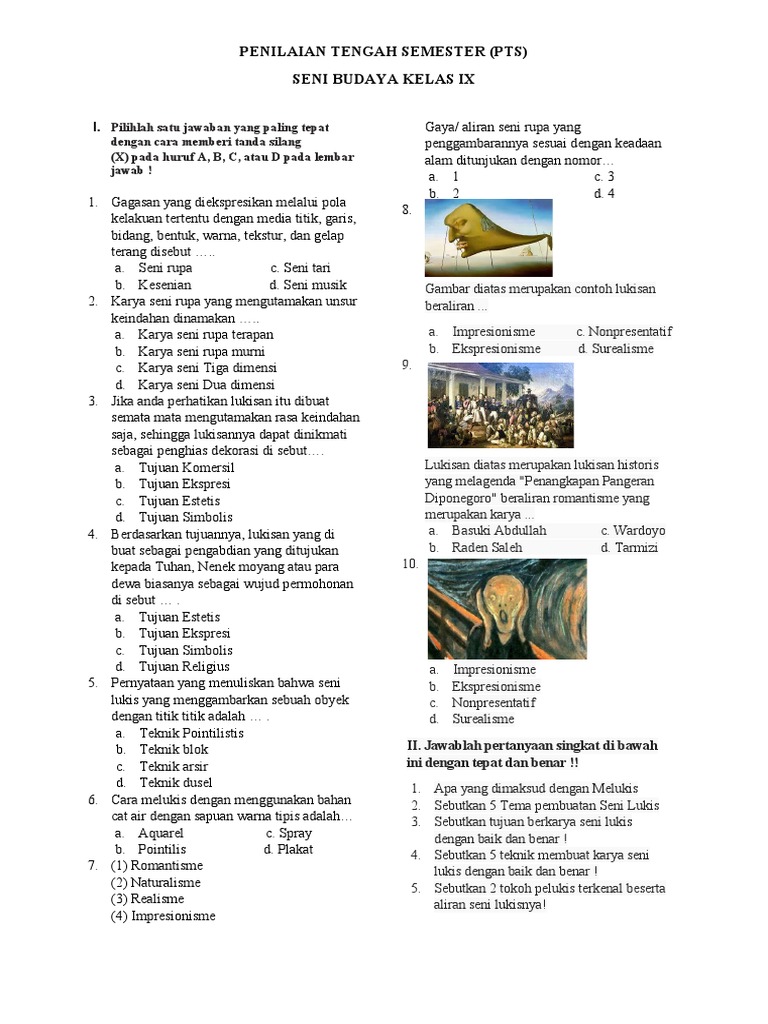 PTS Seni Budaya Kelas Ix 2022 | PDF