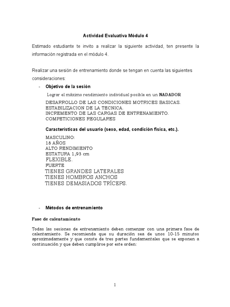 ACTIVIDAD EVALUATIVA 4 Terminada | PDF | Nadando | Términos anatómicos ...