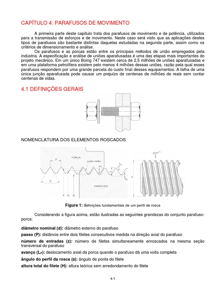 04 - Parafusos de Movimento | PDF | Estresse (Mecânica) | Parafuso
