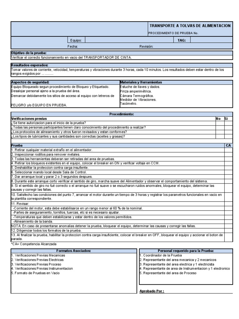 Check List Cinta Transportadora | PDF | Bienes manufacturados