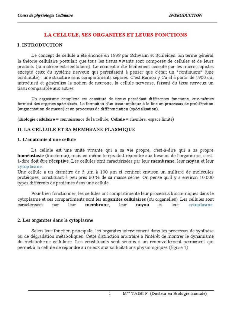Introduction La Cellule | PDF | Cellule (Biologie) | Cytoplasme