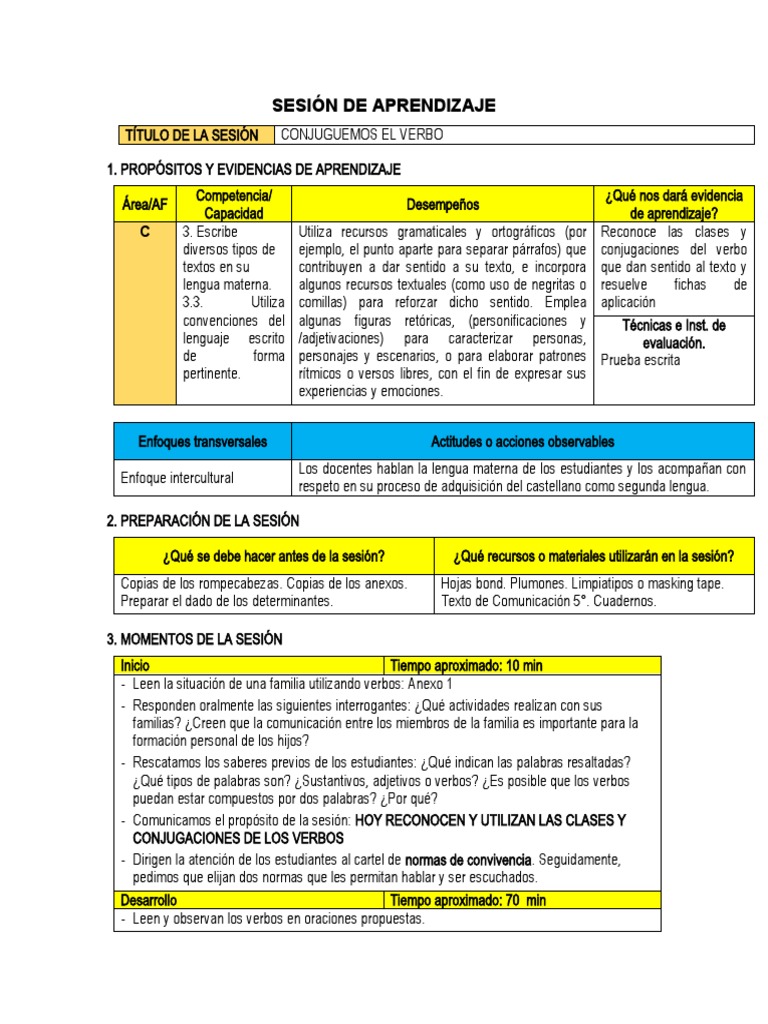 Conjugamos Verbos 1 Pdf Verbo Aprendizaje