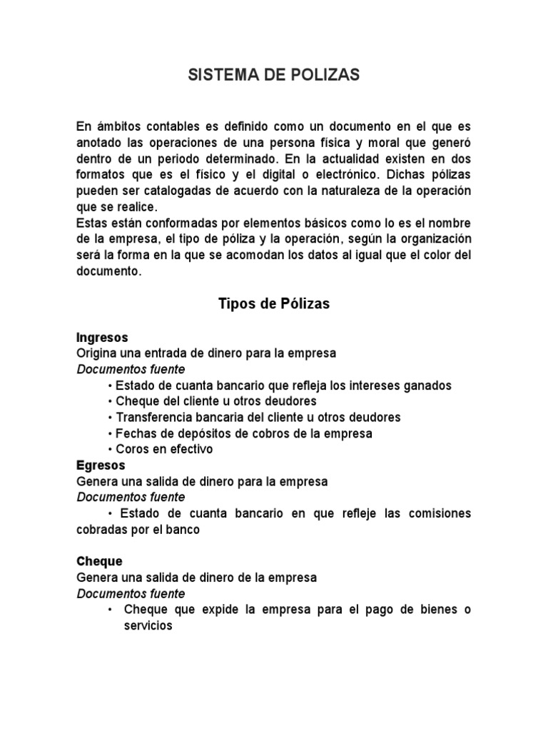 Sistema de Polizas | Descargar gratis PDF | Contabilidad | Bancos