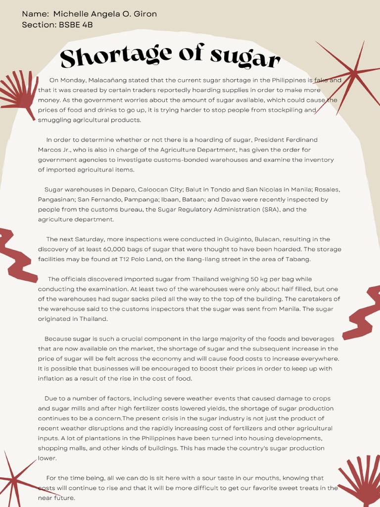 Sugar Shortage | PDF